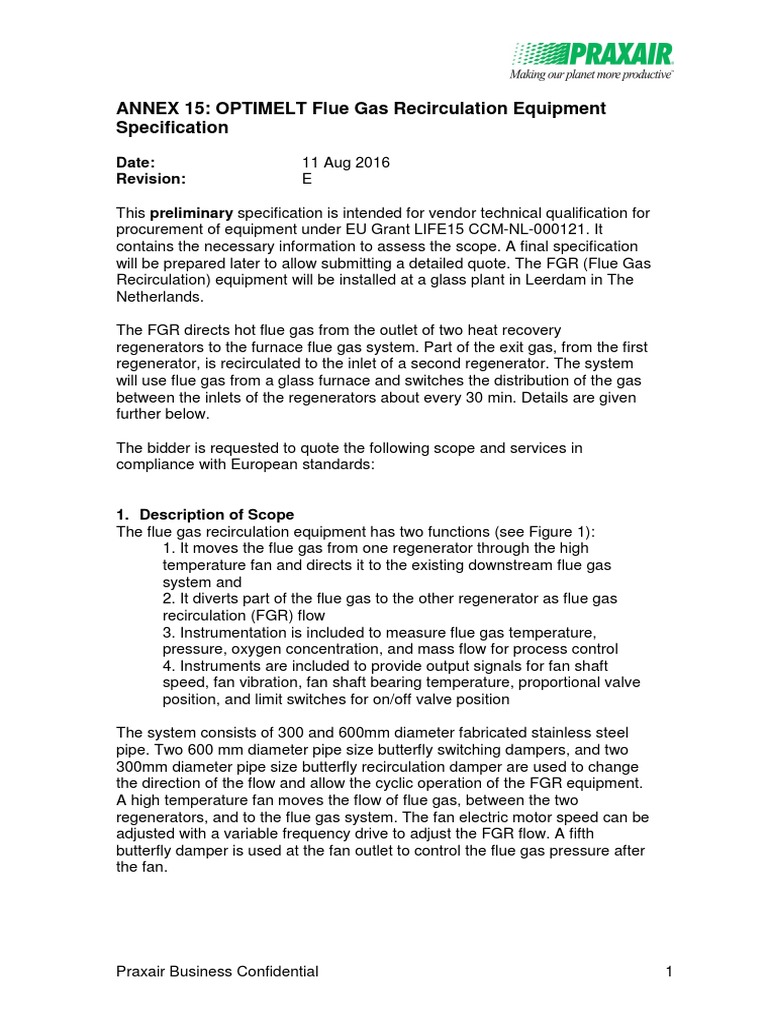 Flue Gas Recirculation Equipment Specification Pdf Pipe Fluid