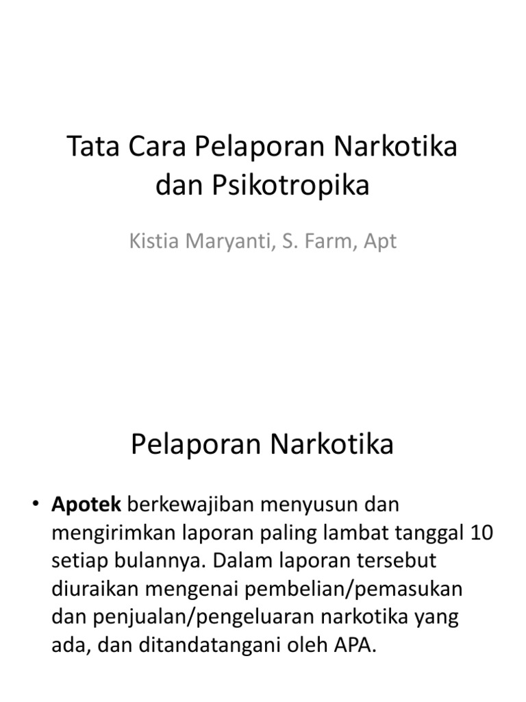 Panduan Pelaporan Narkotika dan Psikotropika | PDF