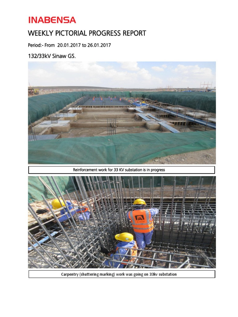 Weekly Pictorial Progress Report: 132/33kV Sinaw GS | PDF