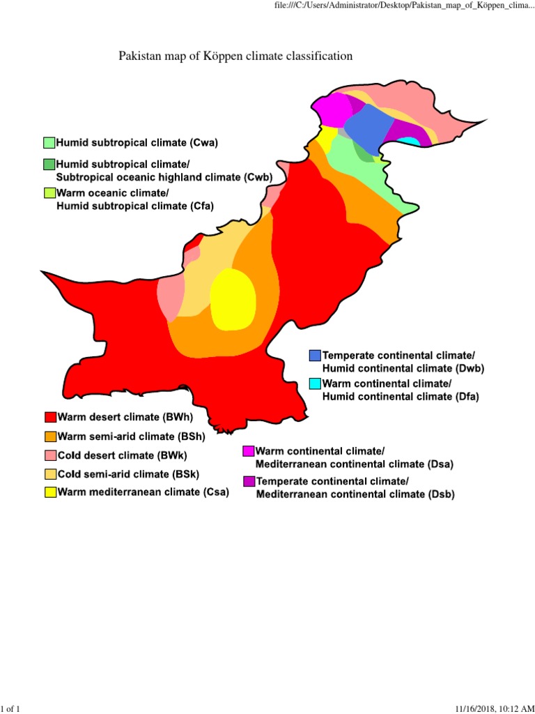 Pakistan Köppen Climate Classification Map | PDF | Science ...