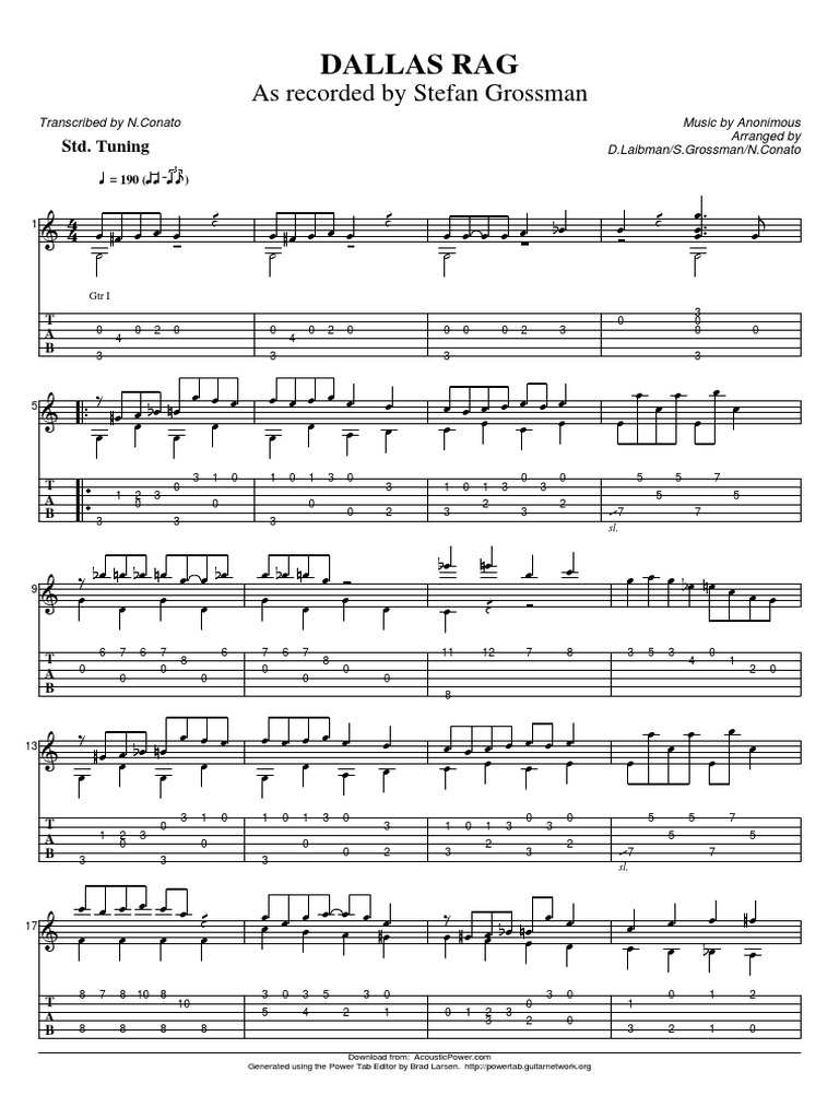 (Guitar Tab) Stefan Grossman - Dallas Rag PDF | PDF
