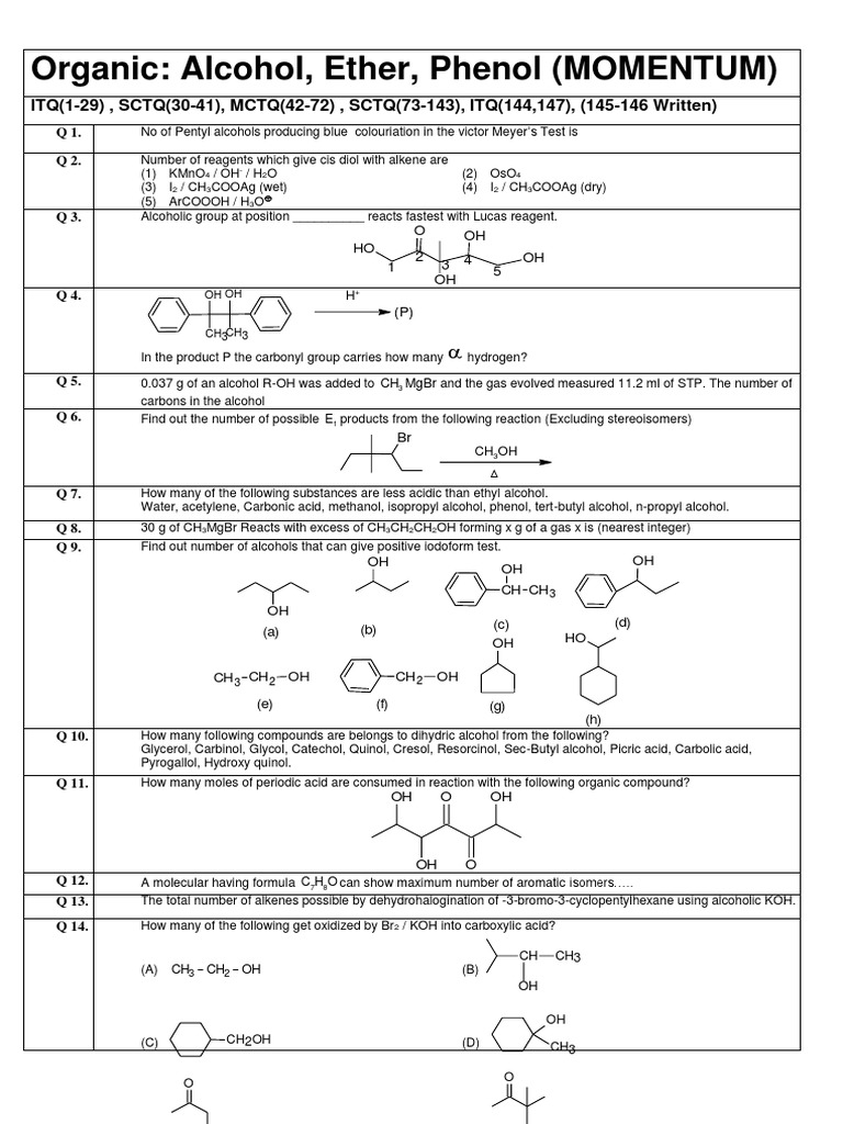Alcohol, Ether, Phenol - Print | PDF | Ether | Chemical Compounds