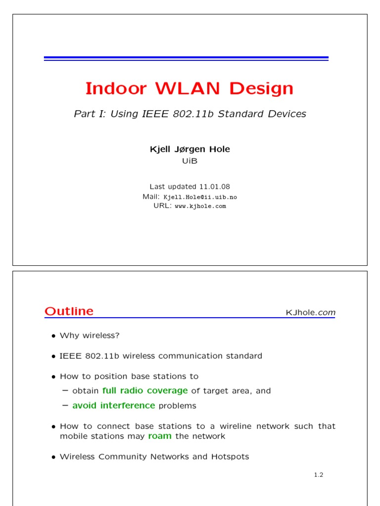 Indoor WLAN Design: Outline | PDF | Ieee 802.11 | Wireless Lan