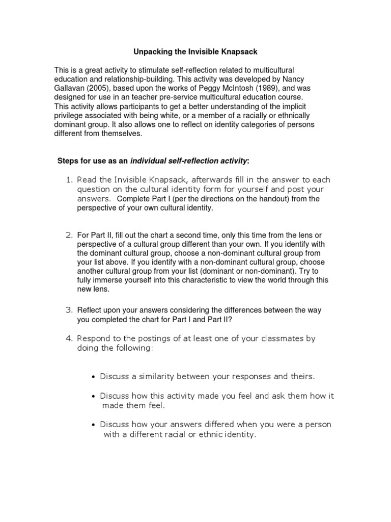 Invisible Knapsack Answers | Download Free PDF | Ethnic Groups