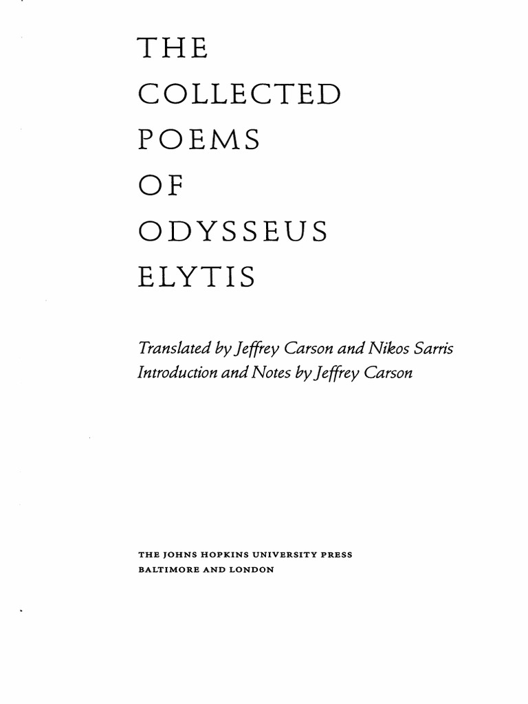 Odysseus Elytis-The Collected Poems of Odysseus Elytis-Johns Hopkins ...