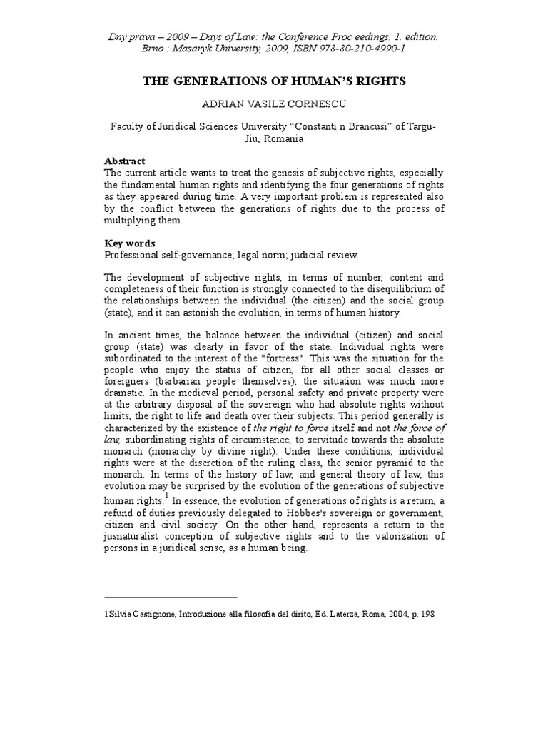 Evolution of Human Rights Generations | PDF | Natural And Legal Rights ...