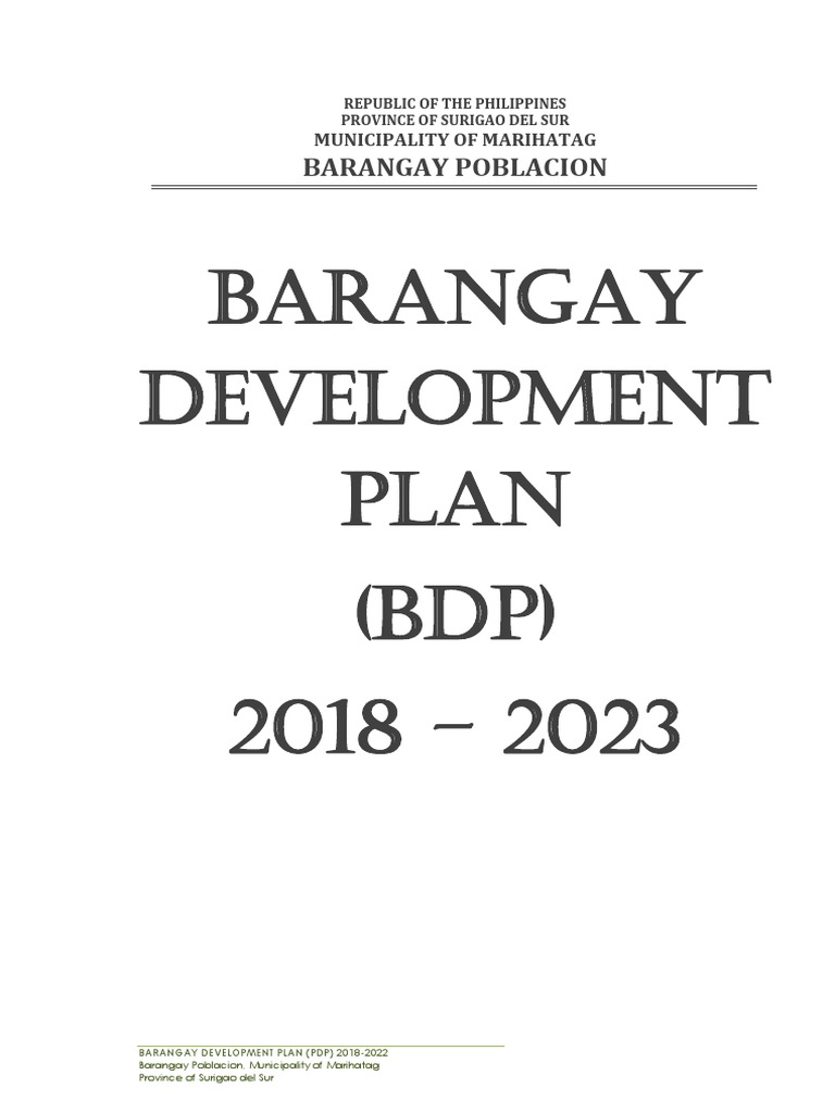 Barangay Development Plan (BDP) 2018-2023: A Comprehensive Guide to Improving Livelihood ...