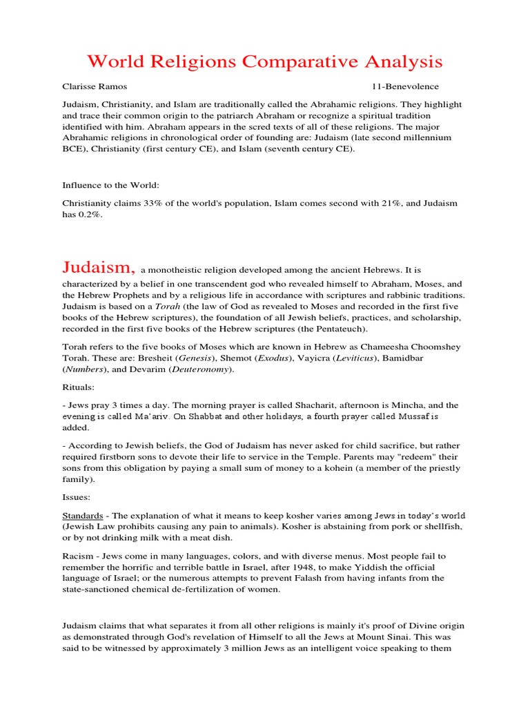 World Religions Comparative Analysis | PDF | Salvation | Prophets And ...