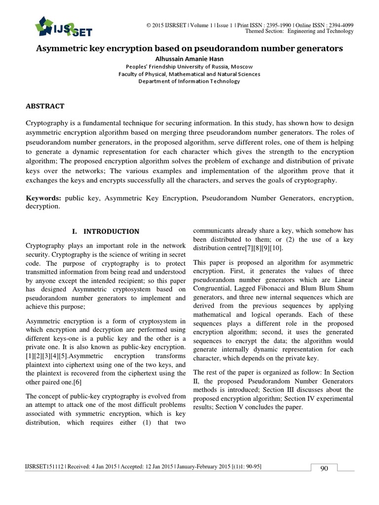 Asymmetric Key Encryption Based On Pseudorandom Number Generators | PDF ... Asymmetric Key Encryption Based On Pseudorandom Number Generators | PDF ...
