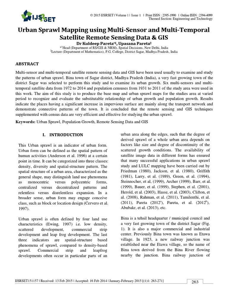Urban Sprawl Mapping Using Multi-Sensor and Multi-Temporal Satellite ...