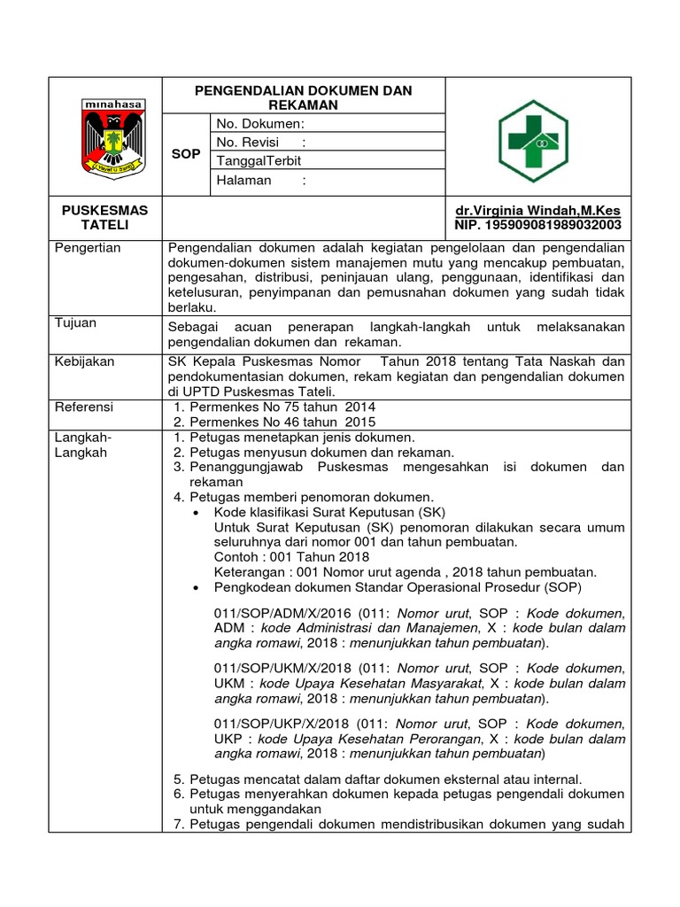 SOP Pengendalian Dokumen Internal & Eksternal | PDF