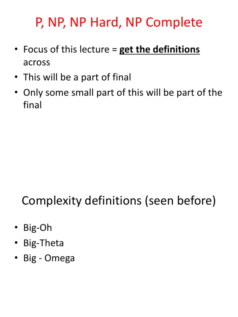 P, NP, NP Hard, NP Complete | PDF | Time Complexity | Computational Complexity Theory