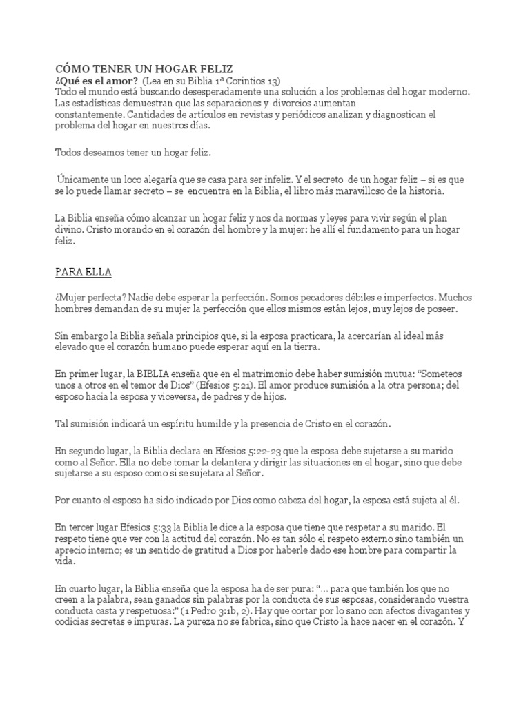 Cómo Tener Un Hogar Feliz | PDF | Cristo (título) | Pecado