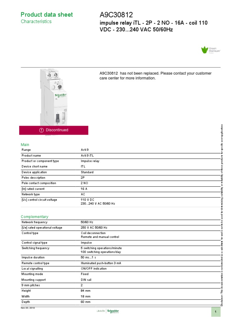 Acti 9 iTL - A9C30812 | PDF | Relay | Electrical Equipment