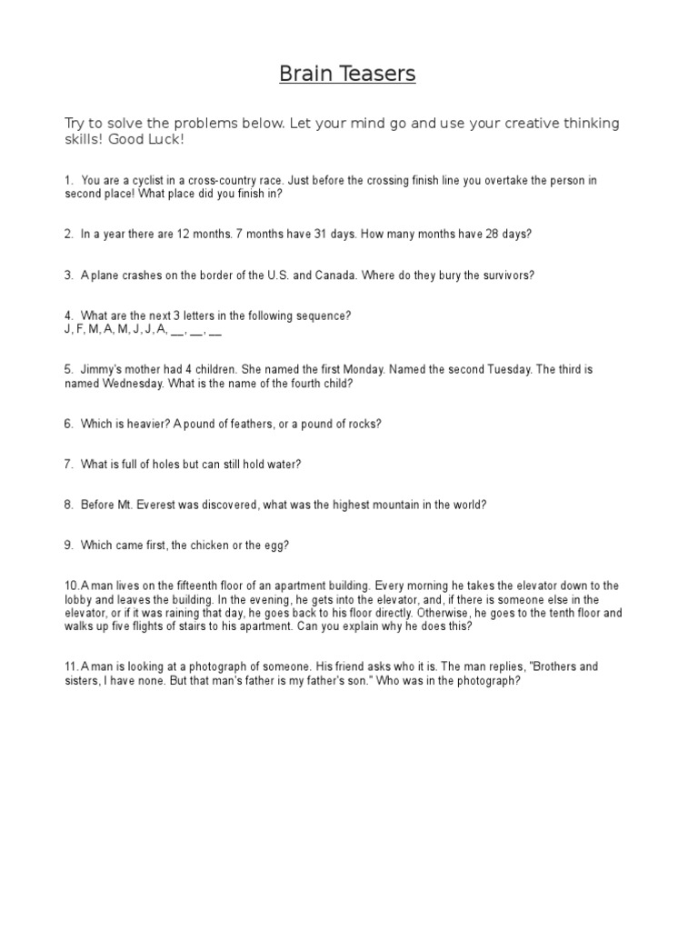 Brain Teasers | PDF