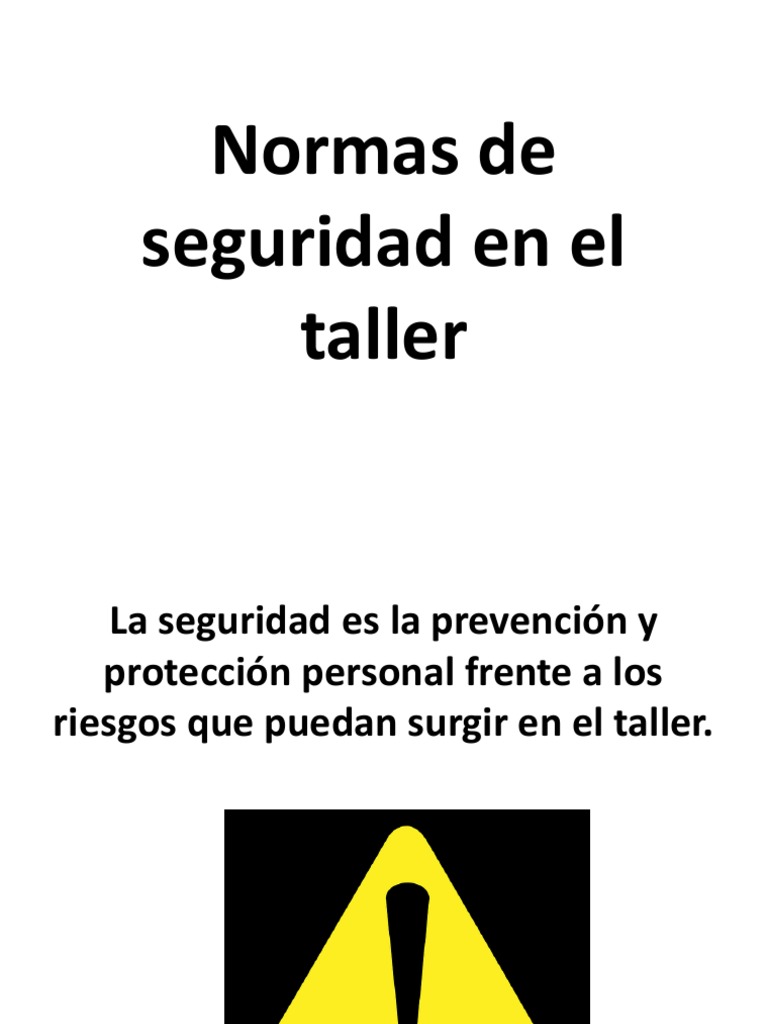 Normas de Seguridad en el Taller | PDF | Herramientas