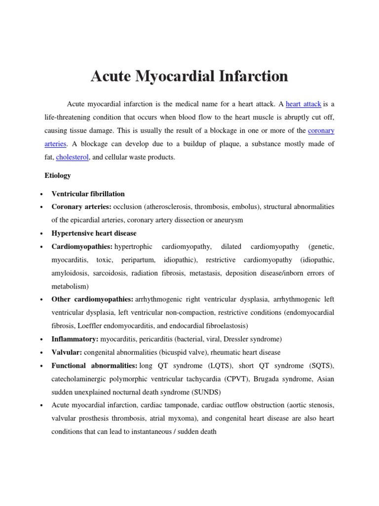 Acute Myocardial Infarction | PDF | Heart | Myocardial Infarction