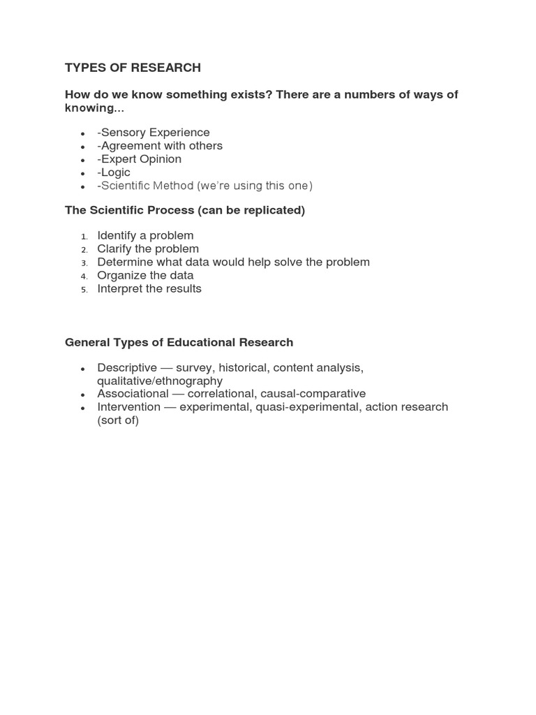Types and Purpose of Educational Research | PDF | Science & Mathematics