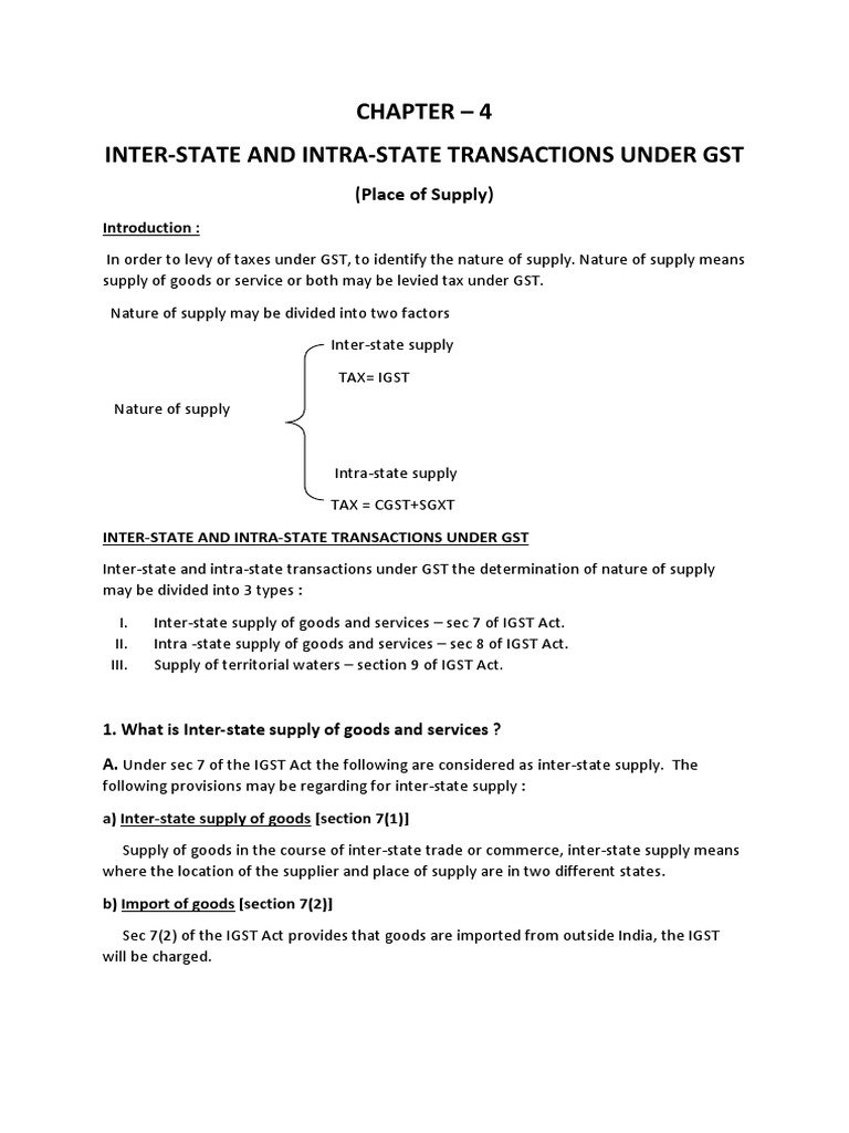 Interstate and Intrastate Transactions Under GST | PDF | Value Added ...