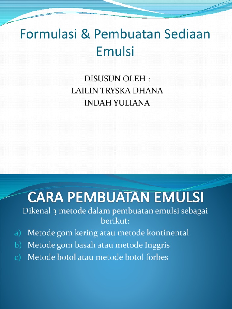 Metode Pembuatan dan Perhitungan Emulgator dalam Formulasi Sediaan Emulsi | PDF