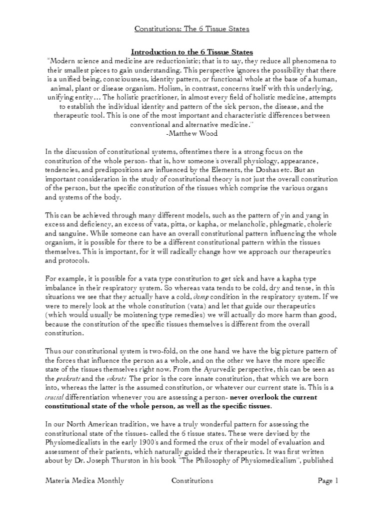 Understanding the 6 Tissue States | PDF | Ayurveda | Infection