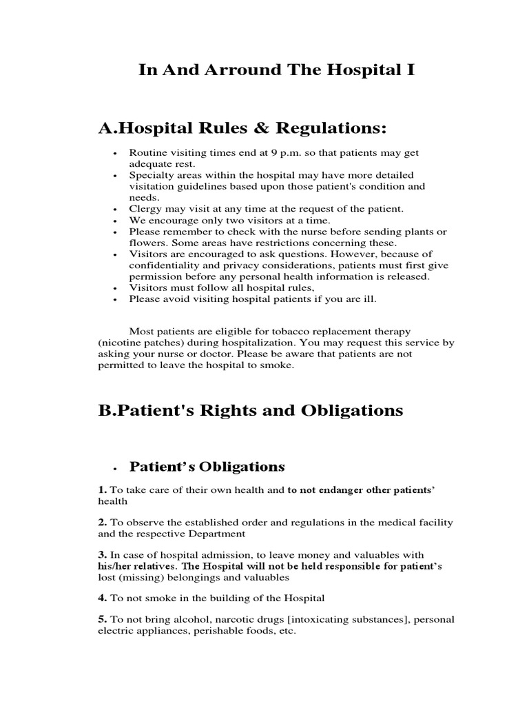 Hospital Rules | PDF | Residency (Medicine) | Nursing