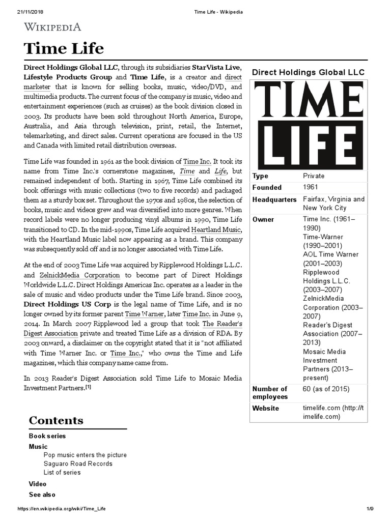 Time Life - Wikipedia | PDF | Mass Media | Entertainment