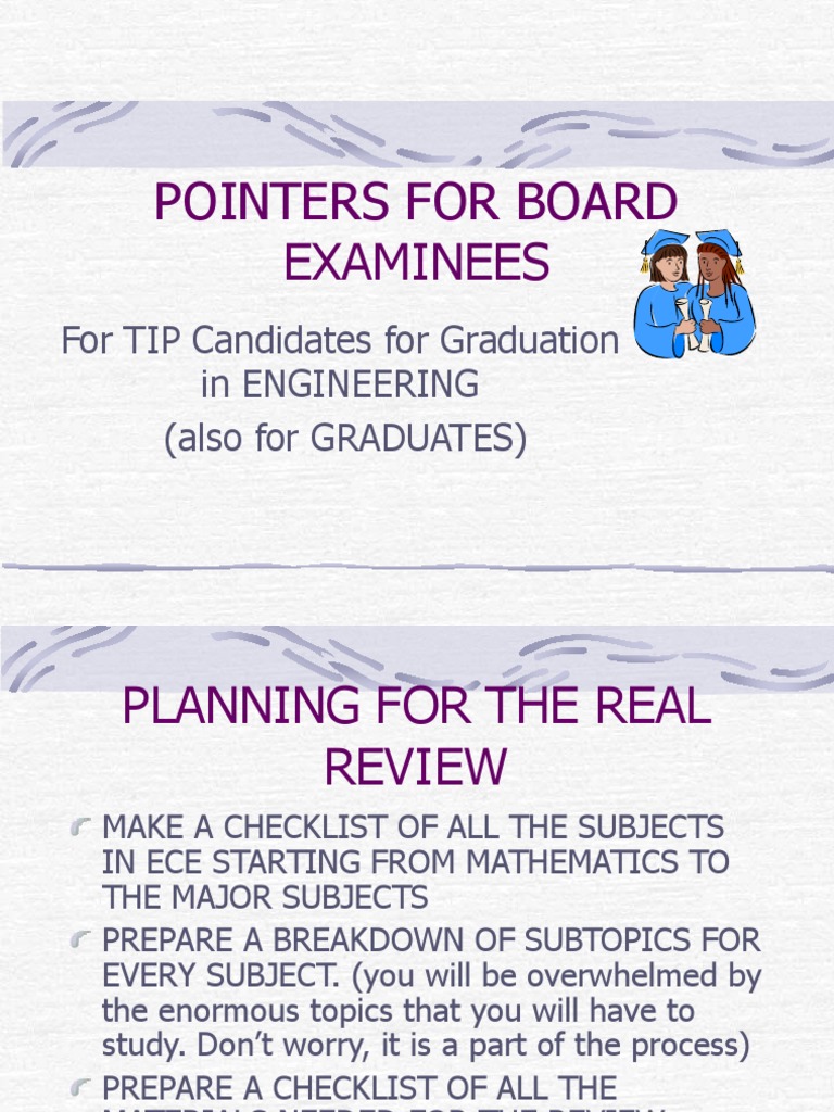 Pointers For Board Examinees: For TIP Candidates For Graduation in ...