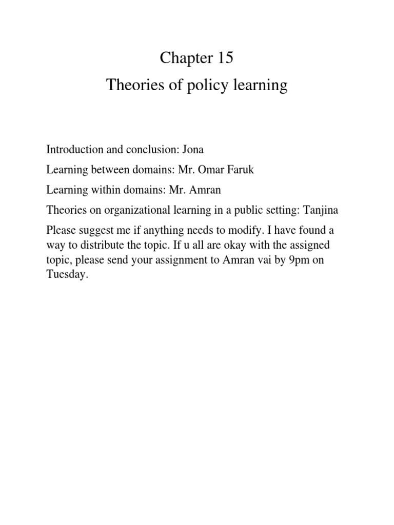 Theories of Policy Learning Chapter 15 | PDF