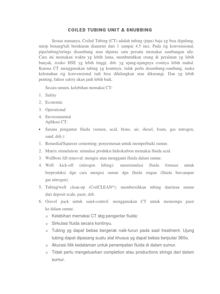 Teknologi Coiled Tubing & Snubbing | PDF