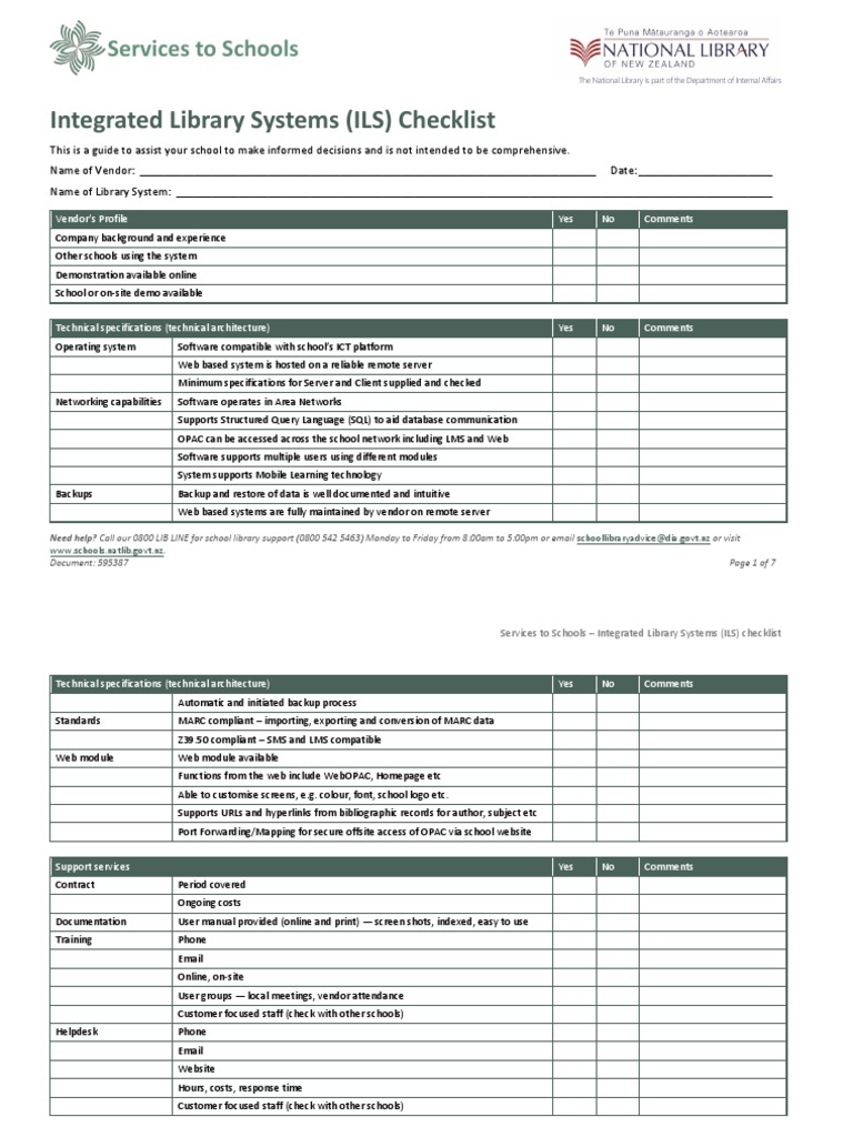 Integrated Library Systems Ils Checklist | Download Free PDF | World ...