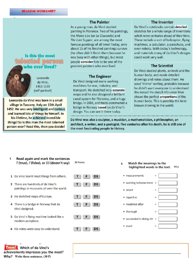 Reading Worksheet for Sentence Writing | PDF