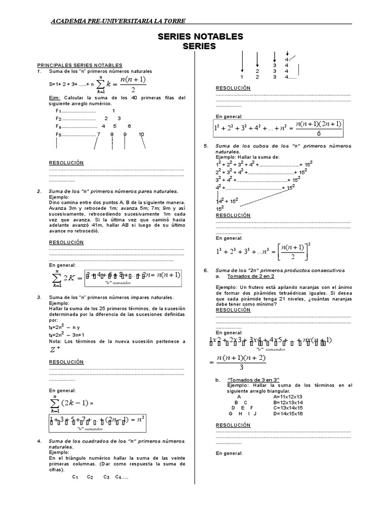 Series y Sucesiones | PDF | Aritmética | Álgebra