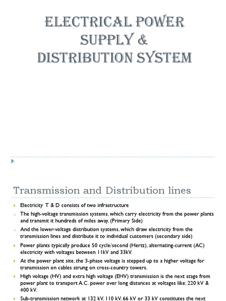 Electrical Power Supply & Distribution System | PDF | Power Supply ...