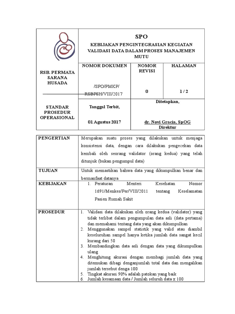 Validasi Data Manajemen Mutu | PDF