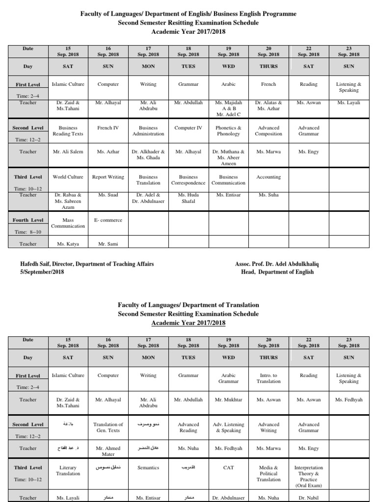 Faculty of Languages/ Department of English/ Business English Programme ...