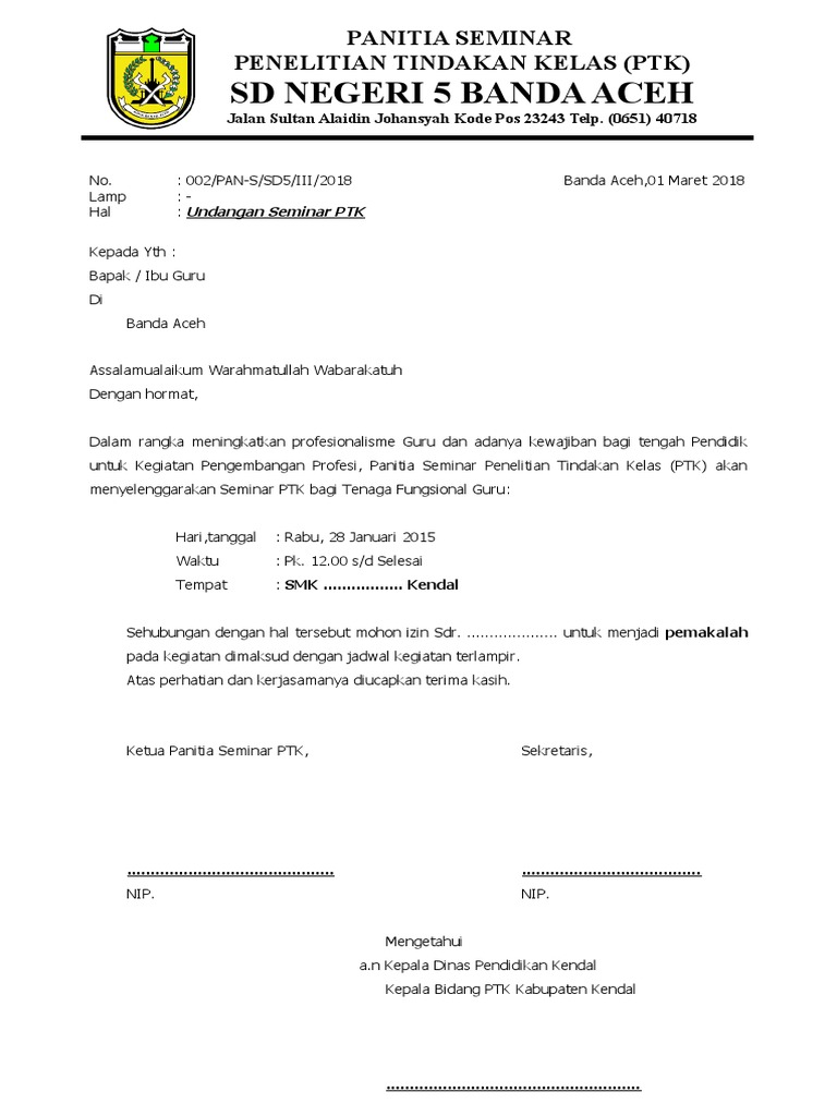 Bahan 2 Contoh Adm Undangan Seminar | PDF