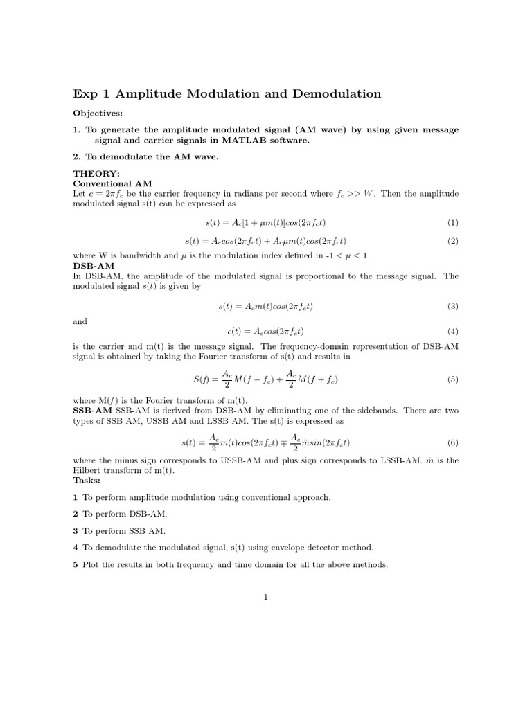 Lab Exp 1 Matlab | PDF | Modulation | Wireless Lab Exp 1 Matlab | PDF | Modulation | Wireless