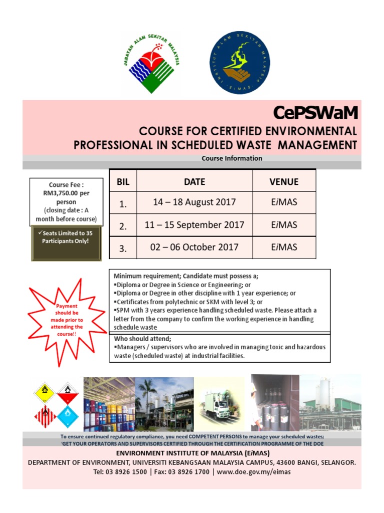 1 CePSWaM 2017 EiMAS Rev 3 | PDF | Waste Management | Hazardous Waste
