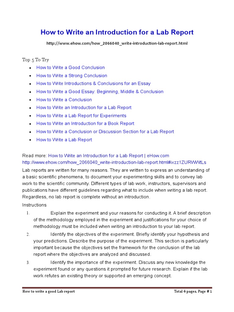 How To Write An Introduction & Discussion & Conclusion in A Lab Report ...