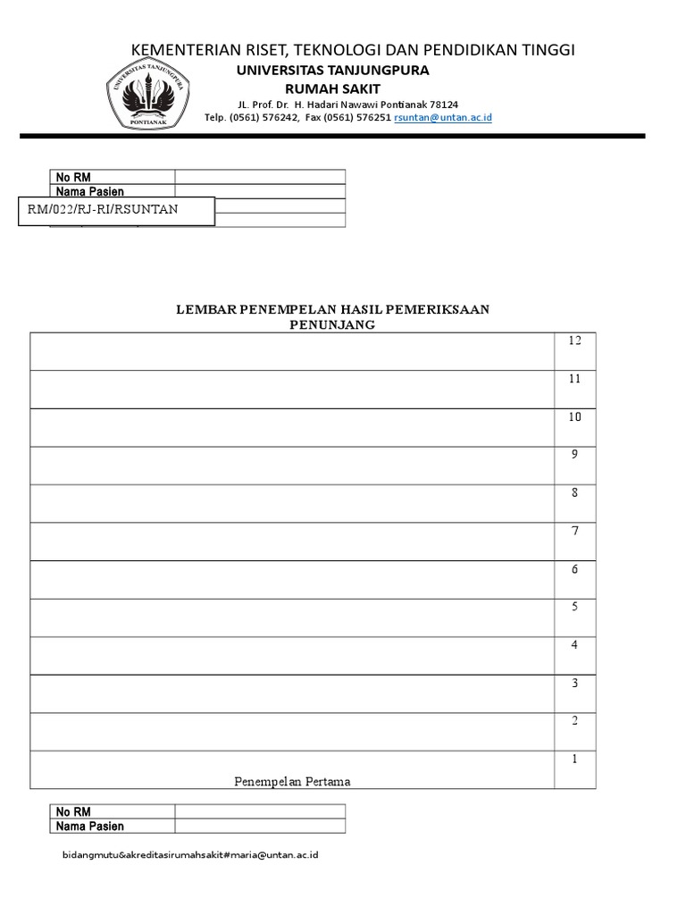 Lembar Penempelan Hasil Penunjang Dan Lembar Nota Obat Dan Lain Lain | PDF