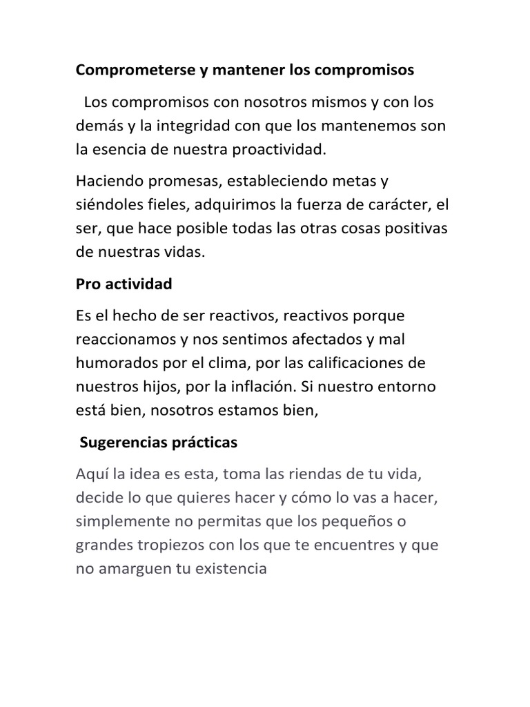 Comprometerse y Mantener Los Compromisos | PDF | Vida | Esencia