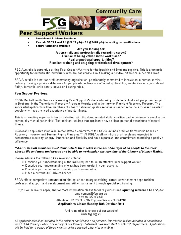 Peer Support Workers | PDF | Recovery Approach | Psychology