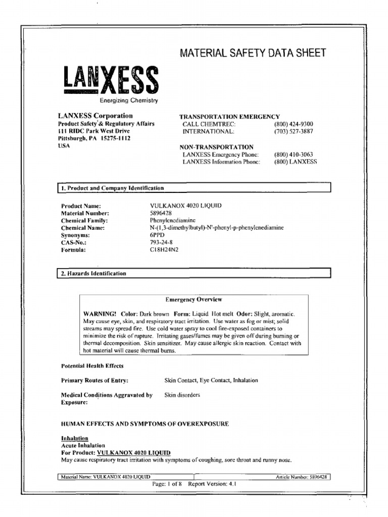 Vulkanox 4020 | PDF