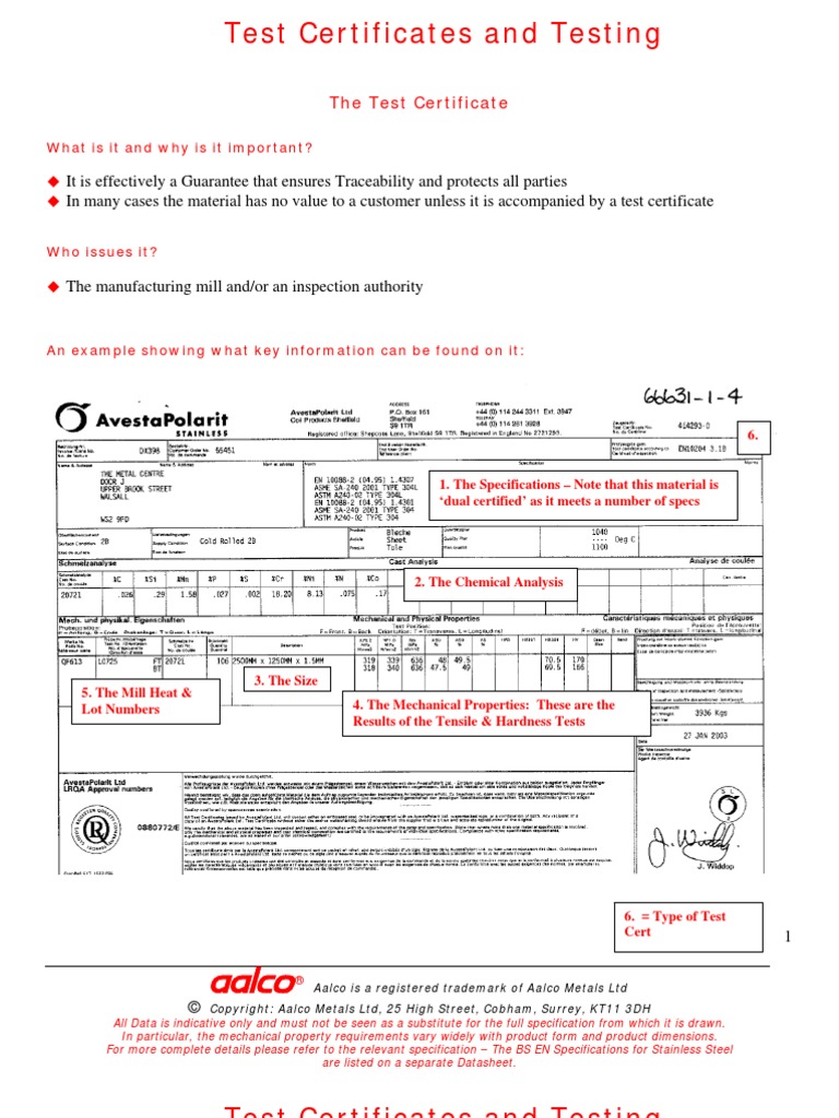 Aalco Datasheet Al Test Certificates | PDF | Deformation (Engineering ...