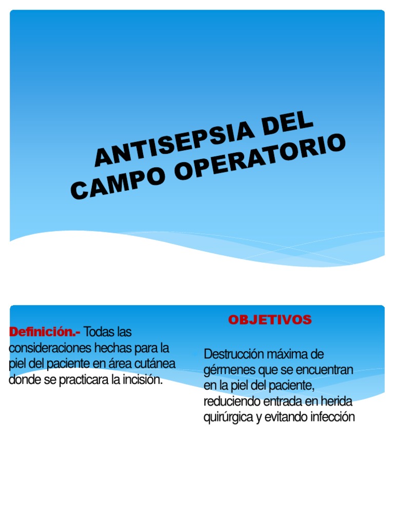 Antisepsia en Cirugía: Guía Práctica | PDF | Abdomen | Anatomía humana