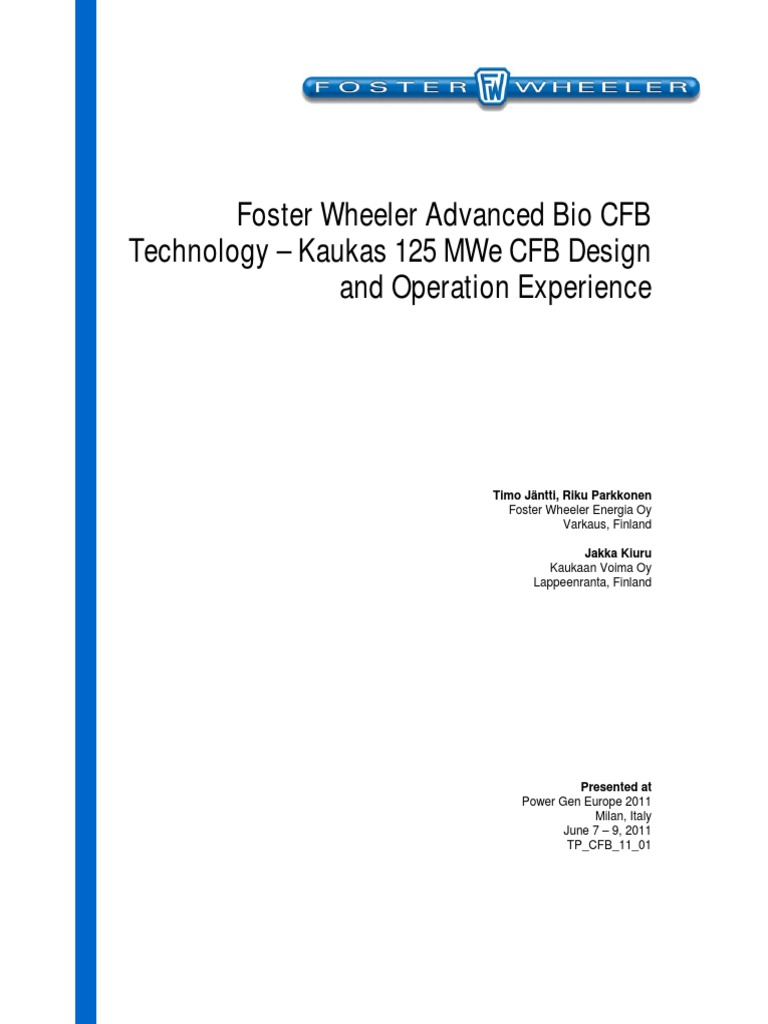 Foster Wheeler Advanced Bio CFB Technology - Kaukas 125 Mwe CFB Design ...