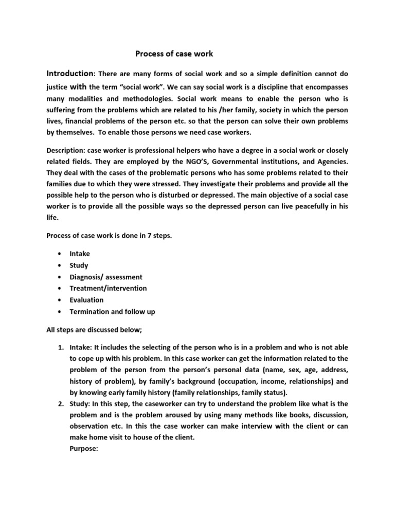 Process of Case Work PDF | PDF | Social Work | Medical Diagnosis
