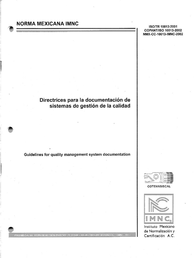 Iso 10013 2001 Documentacion De Sgc Pdf Pdf