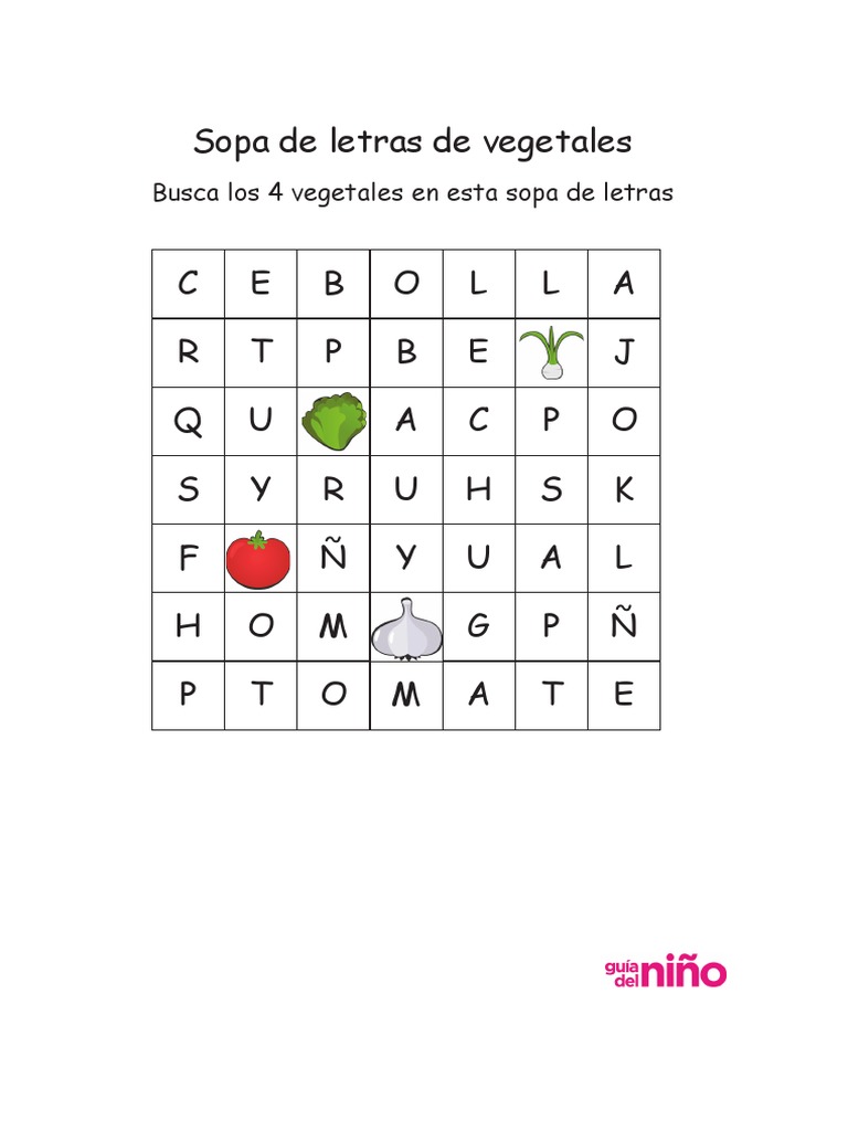 GUIADELNIÑO. Sopa de Letras de Vegetales 2 PDF | PDF